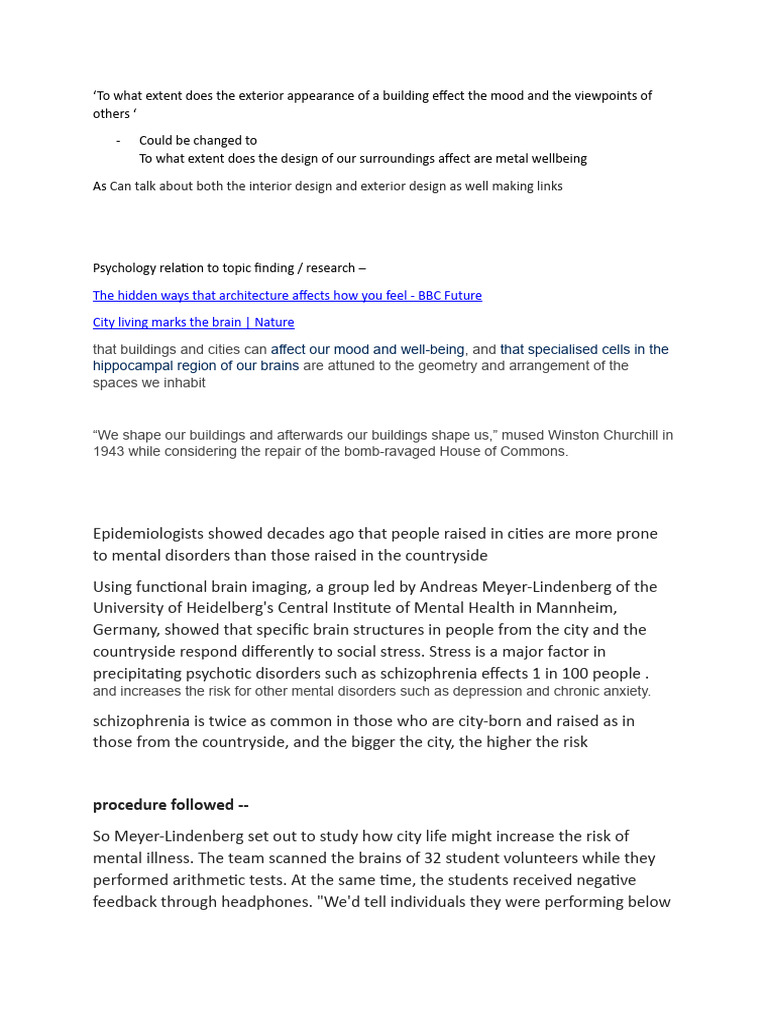 To What Extent Does The Design of Our Surroundings Affect Are Metal ...