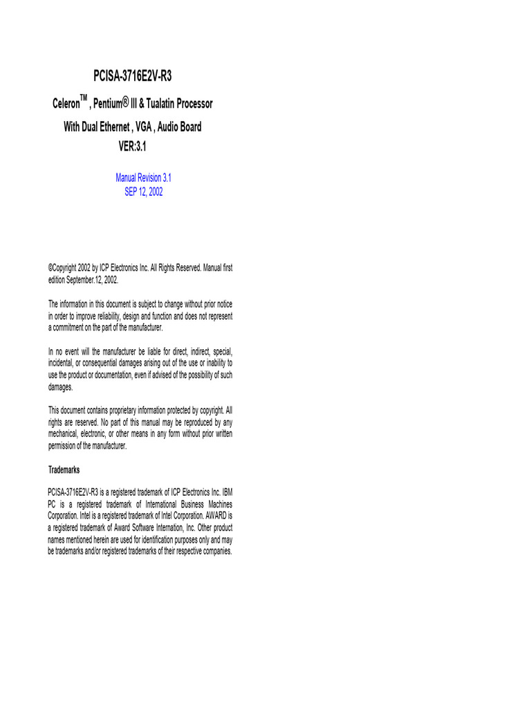 Pcisa 3716e2v | PDF | Bios | Computing