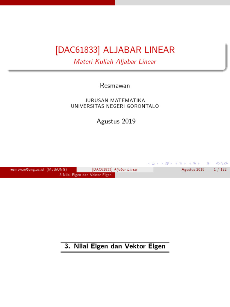 Nilai dan Vektor Eigen dalam Aljabar Linear | PDF