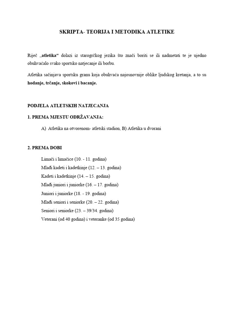 Skripta Atletika | PDF