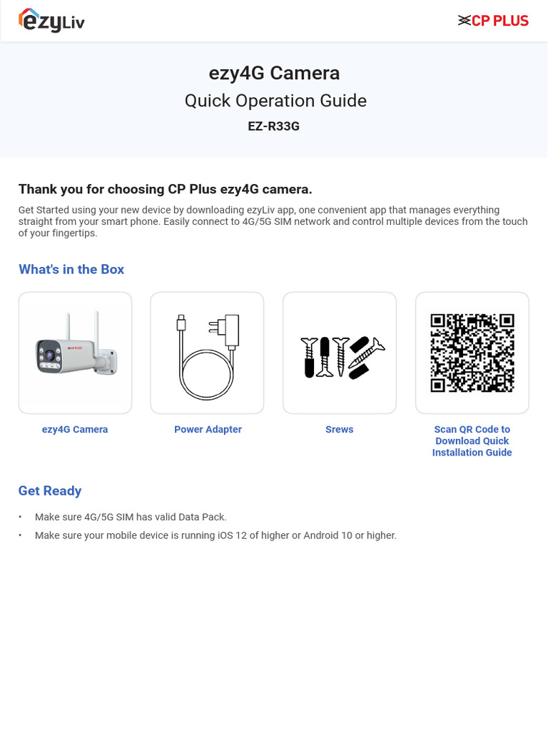Ezy4g Camera: Quick Operation Guide | PDF | Mobile App | Wi Fi