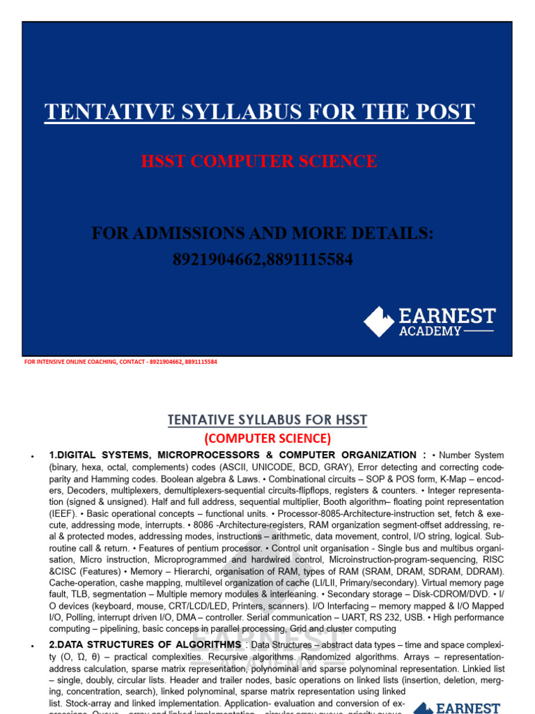 Hsst Computer Science Syllabus Pdf Method Computer Programming Computer Network