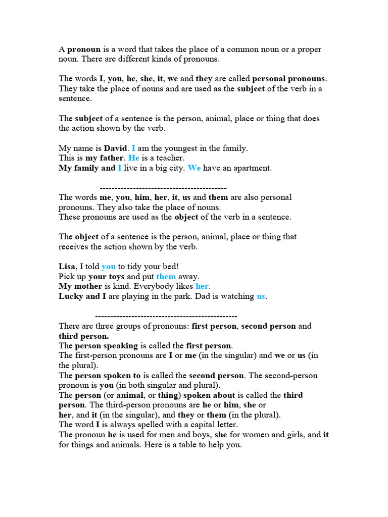 Pronouns | PDF | Pronoun | Grammatical Number