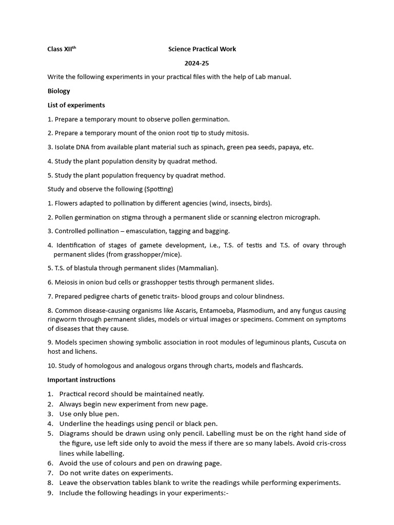 Class 12 Practicals 2024-25 | PDF | Electrical Resistance And ...