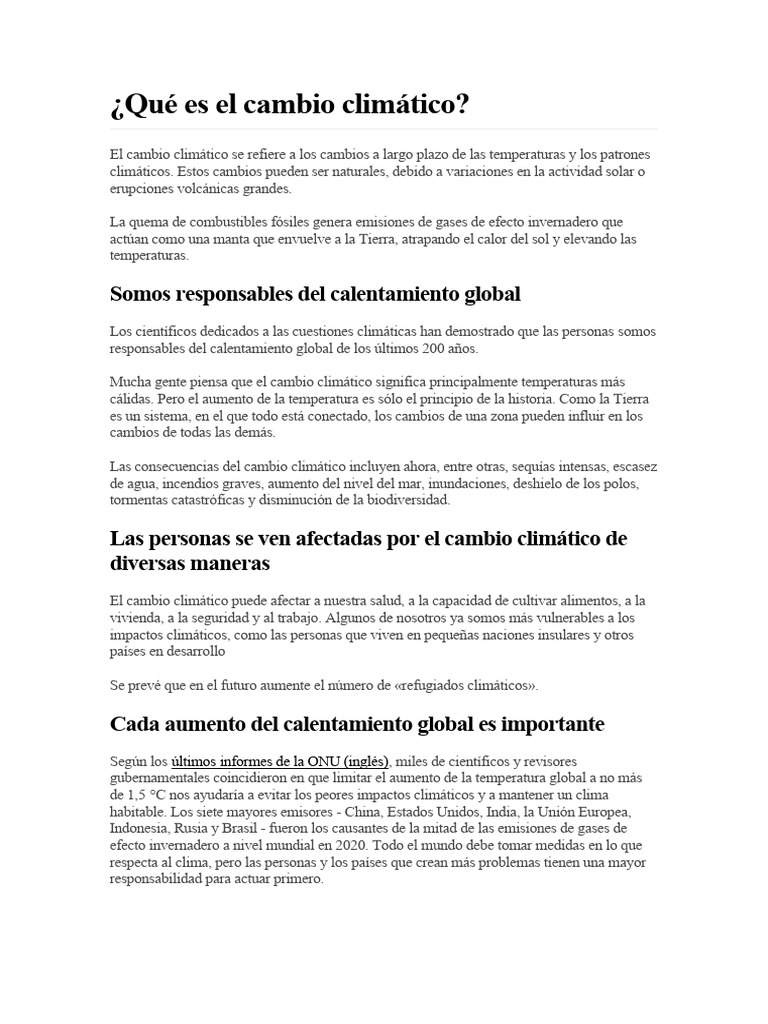 El Cambio Climático | PDF | Cambio climático | Clima