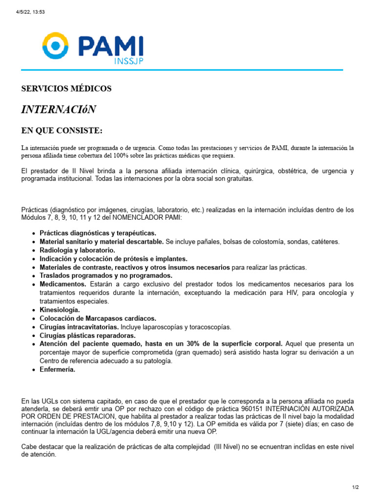 PAMI | PDF | Hospital | Ciencias de la Salud