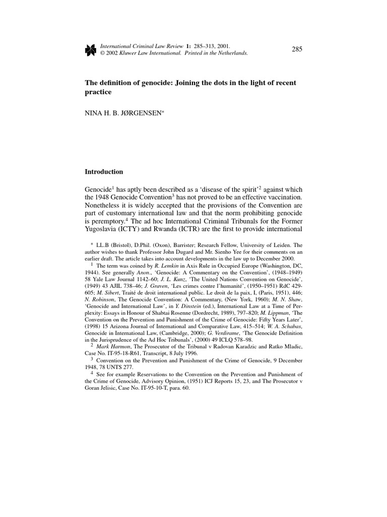 The Definition of Genocide | PDF | Genocides | Intention (Criminal Law)