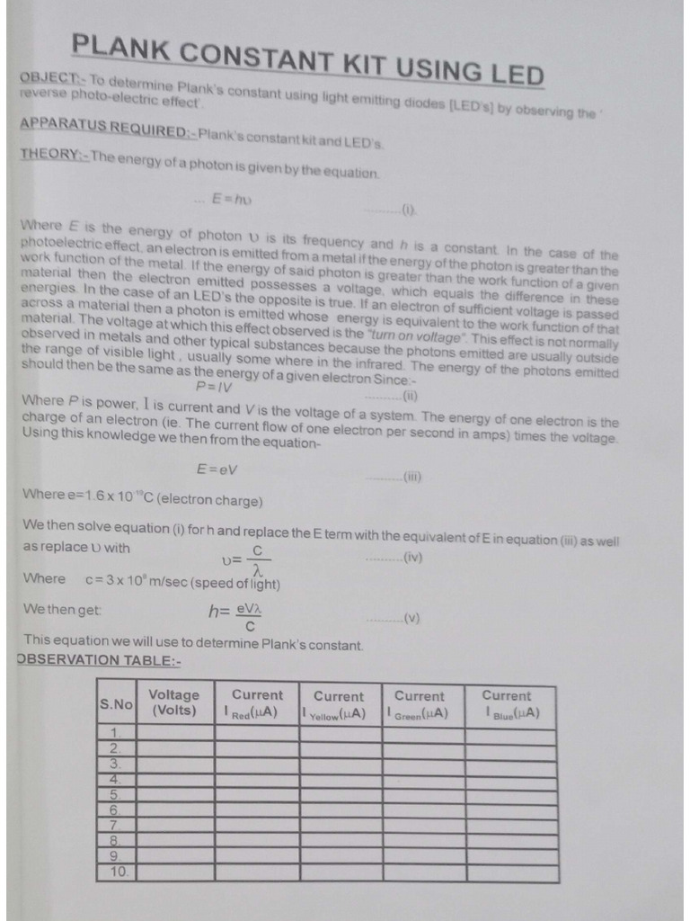 PLANK CONSTANT BSC 5th Sem | PDF