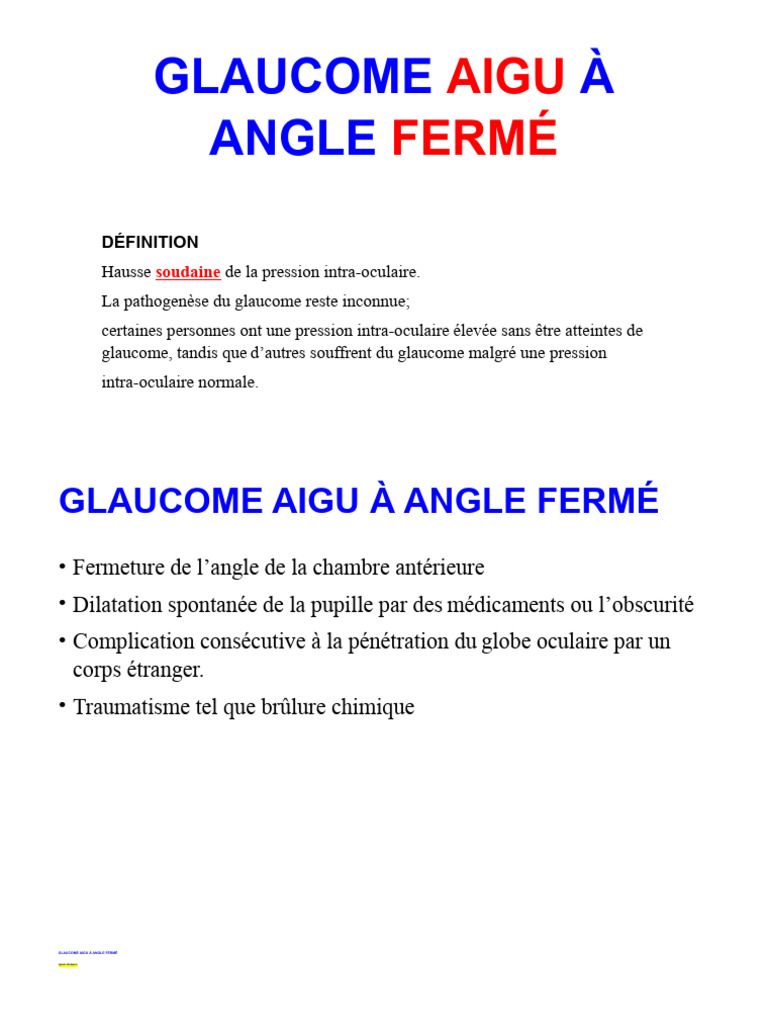 Glaucome Aigu à Angle Fermé | PDF