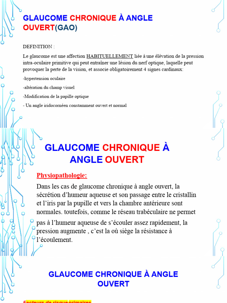 Glaucome Chronique À Angle Ouvert | PDF | Sciences et mathématiques