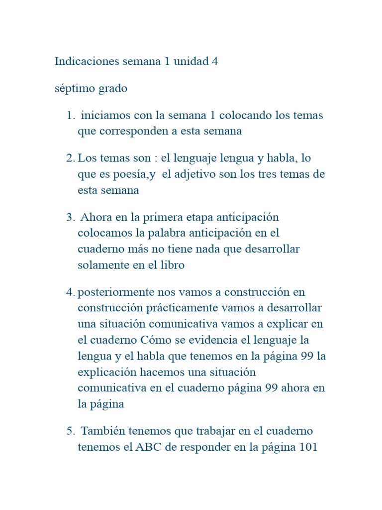 Semana 1 Unidad 4 Septimo | PDF