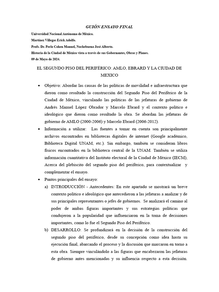 Guión de un ensayo final - Ejemplo | PDF | México | Gobierno