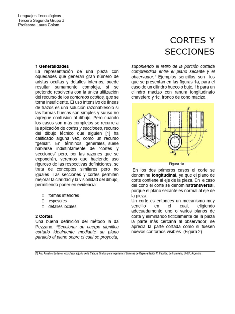 Cortes y Secciones - Lenguajes Tecnológicos | PDF | Ingeniería | Eje