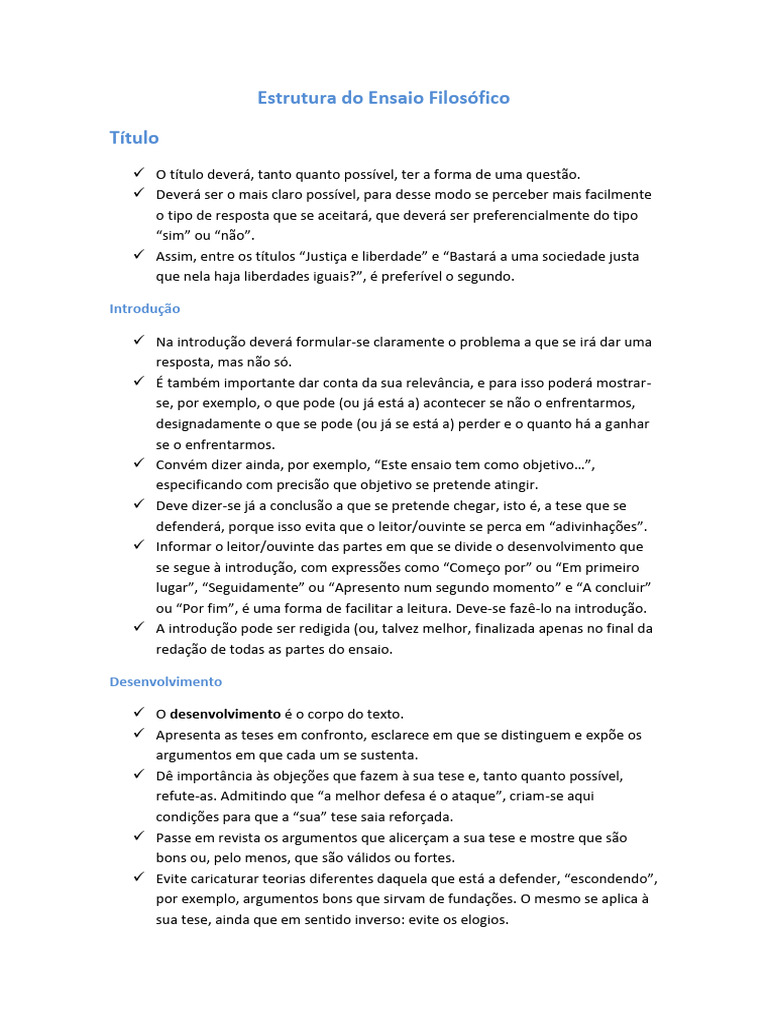 Estrutura Do Ensaio Filosófico | Download grátis PDF | Argumento