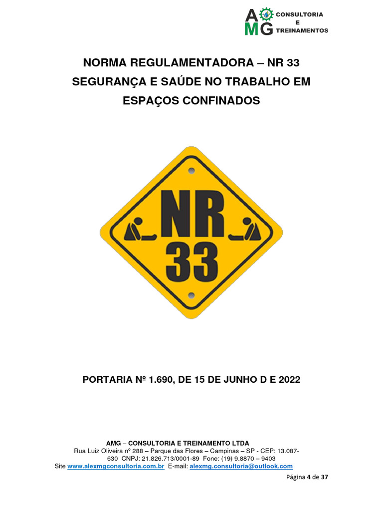 NR 33: Segurança em Espaços Confinados | PDF | Computadores