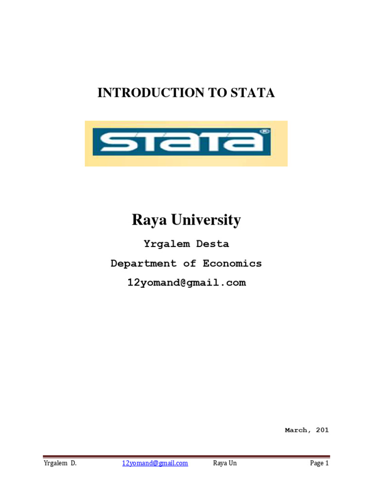 STATA Manual 1 | PDF | 64 Bit Computing | Regression Analysis