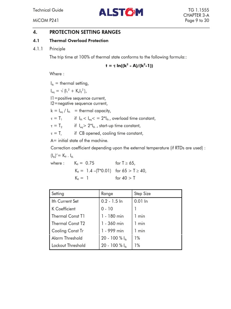 Thermal Overload Protection Settings | PDF | Physics | Thermodynamics