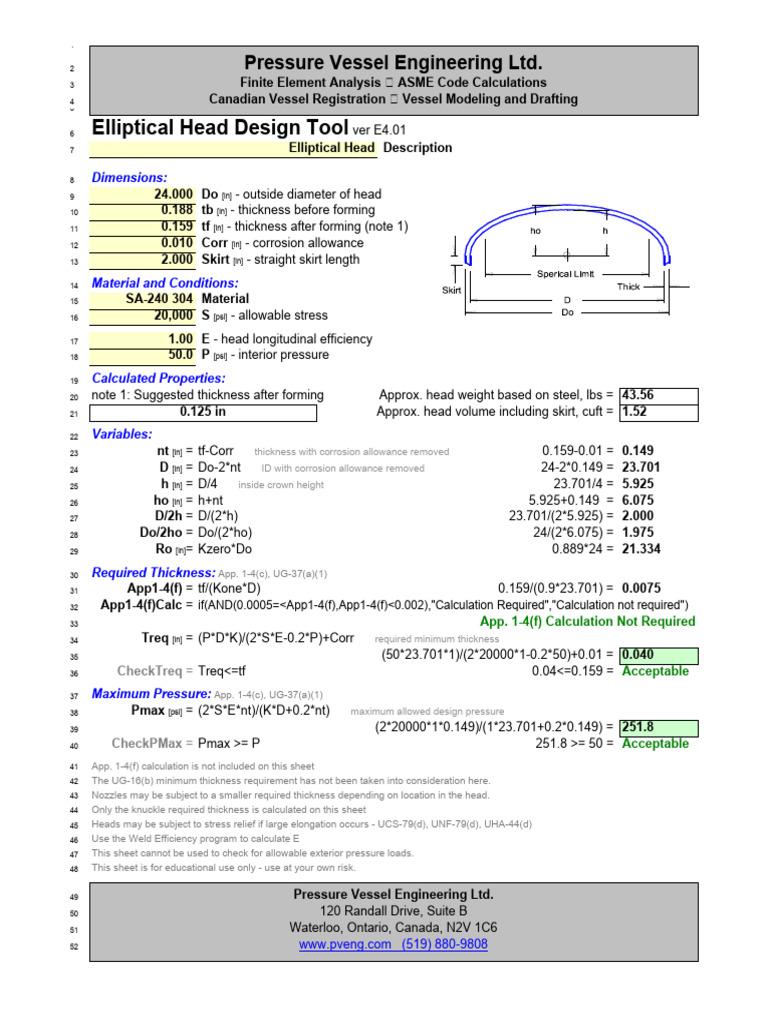 ASME Elliptical - Head - Design - Tool | PDF | Building Engineering ...