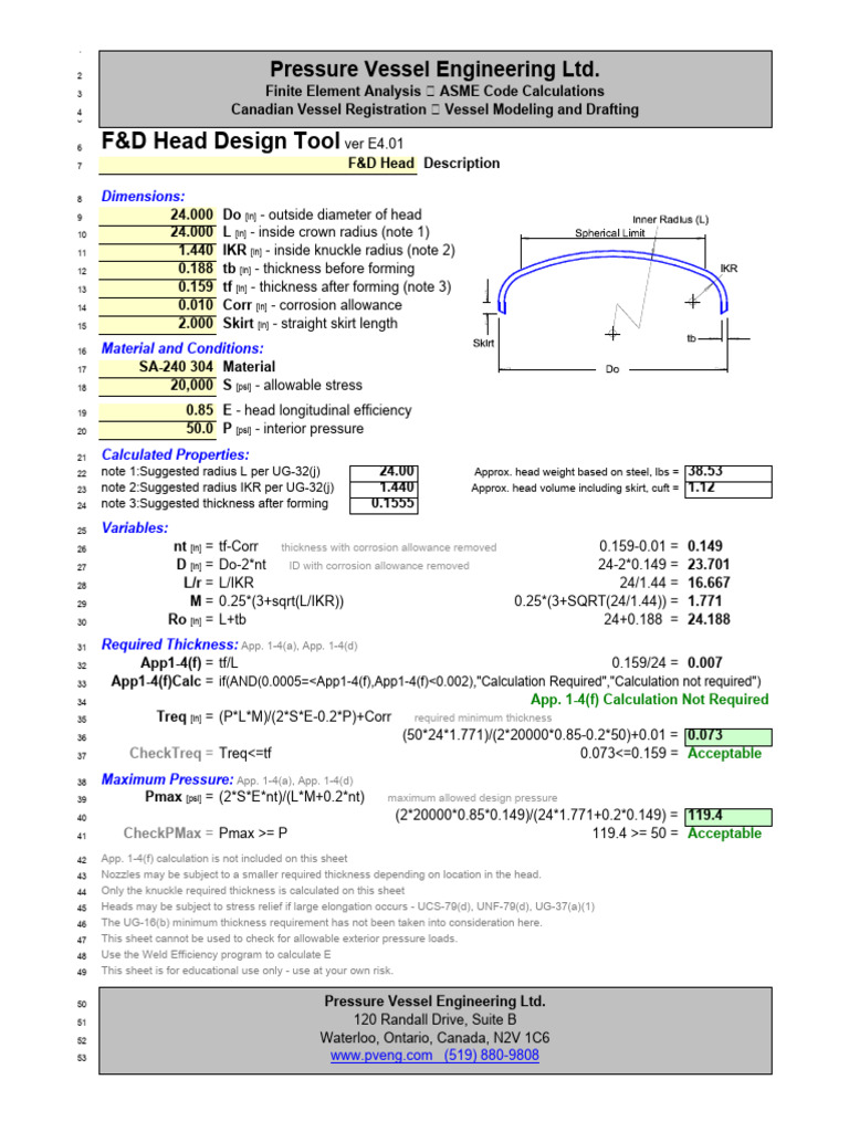 ASME F&D - Head - Design - Tool | PDF | Civil Engineering | Building ...