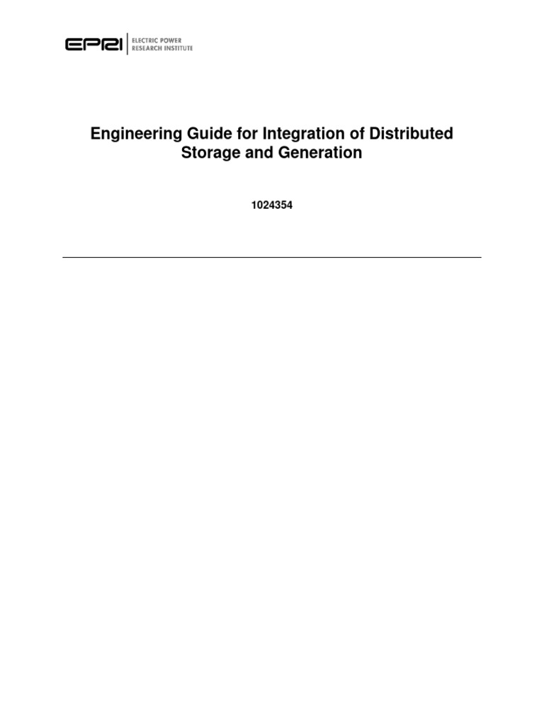 Engineering Guide For Integration of Distributed Storage and Generation ...