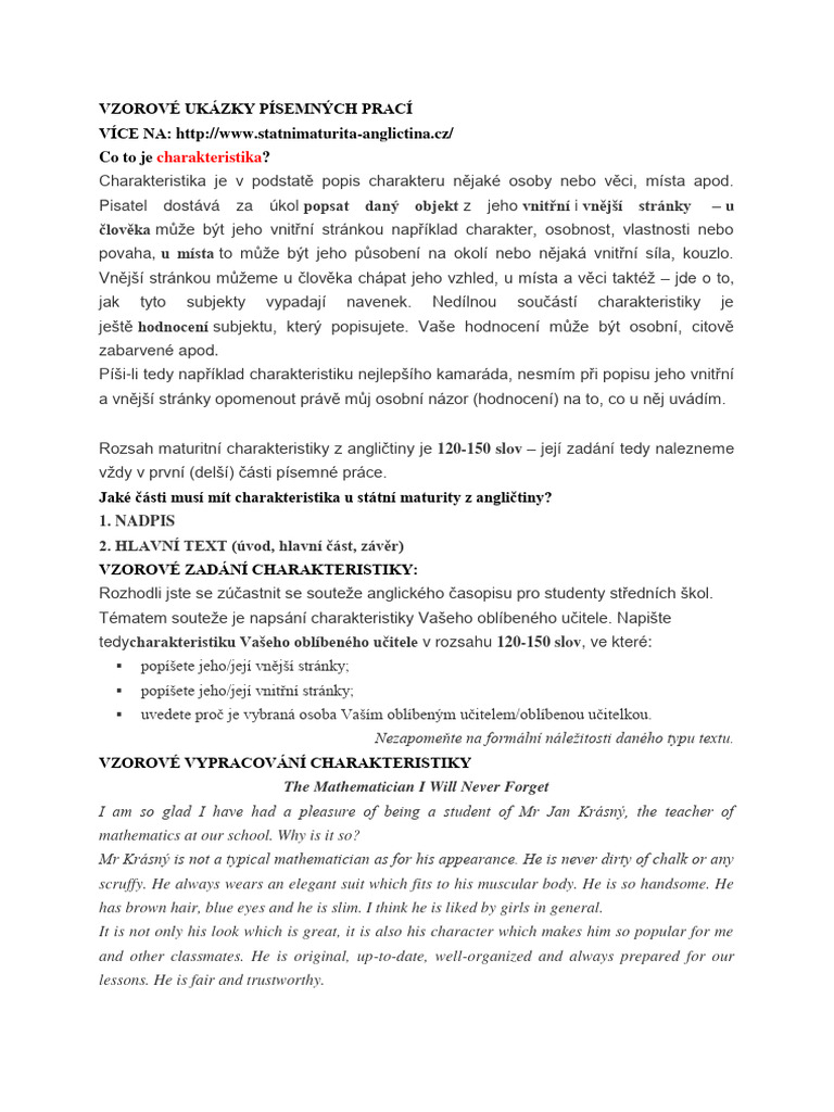 Vzorové Ukázky Písemných Prací | PDF