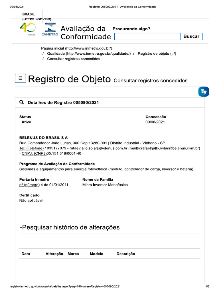 Certificado de Conformidade | PDF