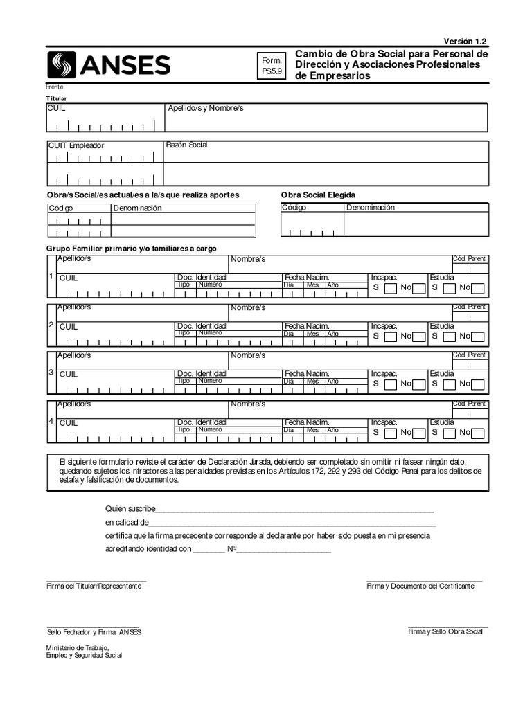 Formulario 5.9 editable | PDF