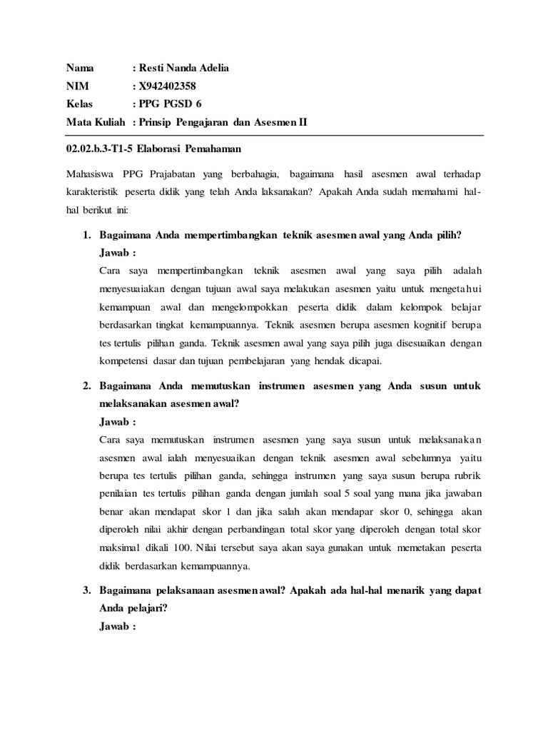 02.02.b.3-T1-5 Elaborasi Pemahaman | PDF | Karier & Perkembangan | Pengembangan Diri