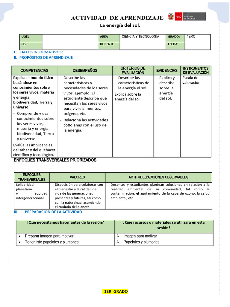 16 OCT - C Y T - La Energía Del Sol. - 1ERO | PDF | Dom | Tierra
