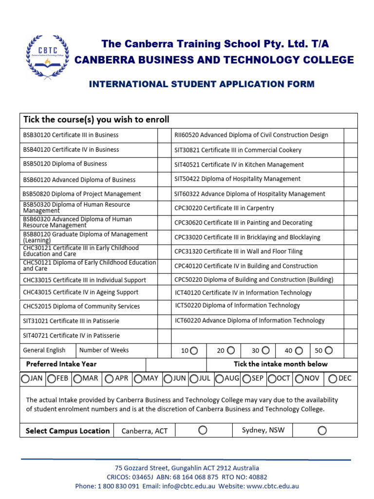 CBTC - International-Student-Enrolment-Form-V2 | PDF | Disability ...