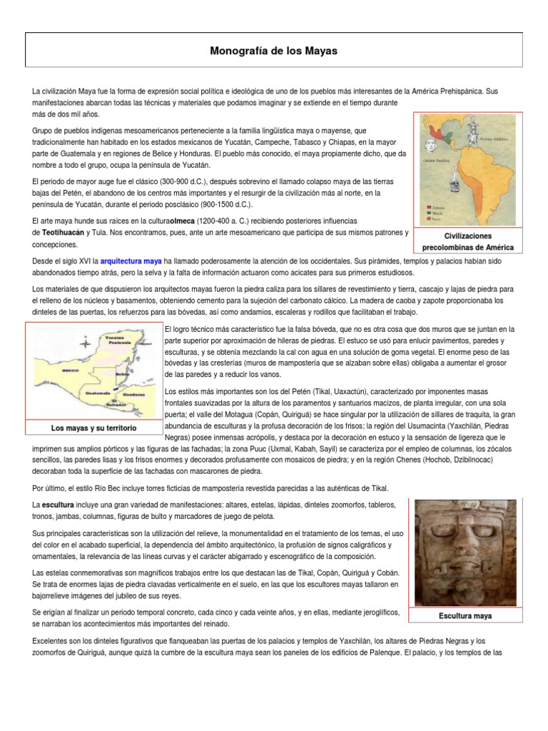 Monografía de Los Mayas | PDF | Civilización maya | Mesoamérica