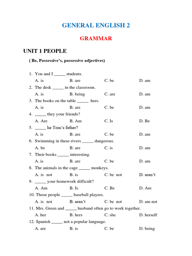 Grammar - Unit 1 | PDF