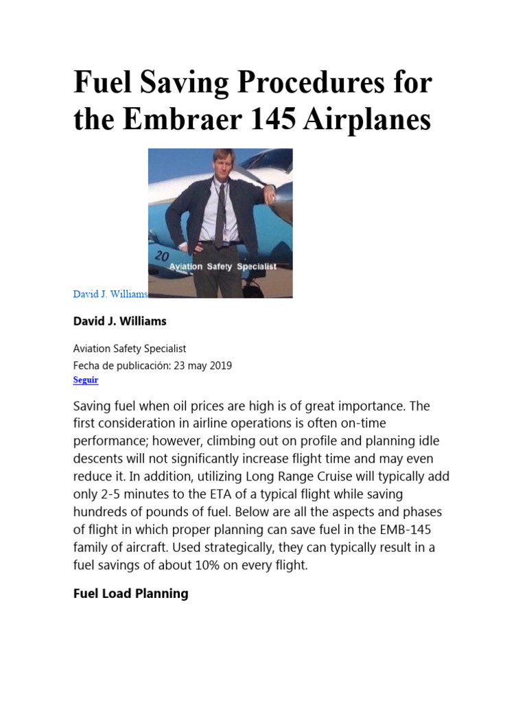 EMB-145 Fuel Efficiency Guide | PDF | Mach Number | Aviation