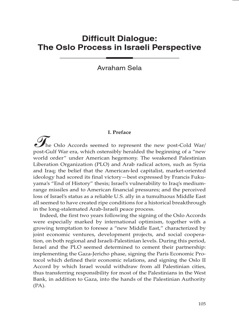 OSLO ACCORDS | PDF | Oslo Accords | Palestine Liberation Organization