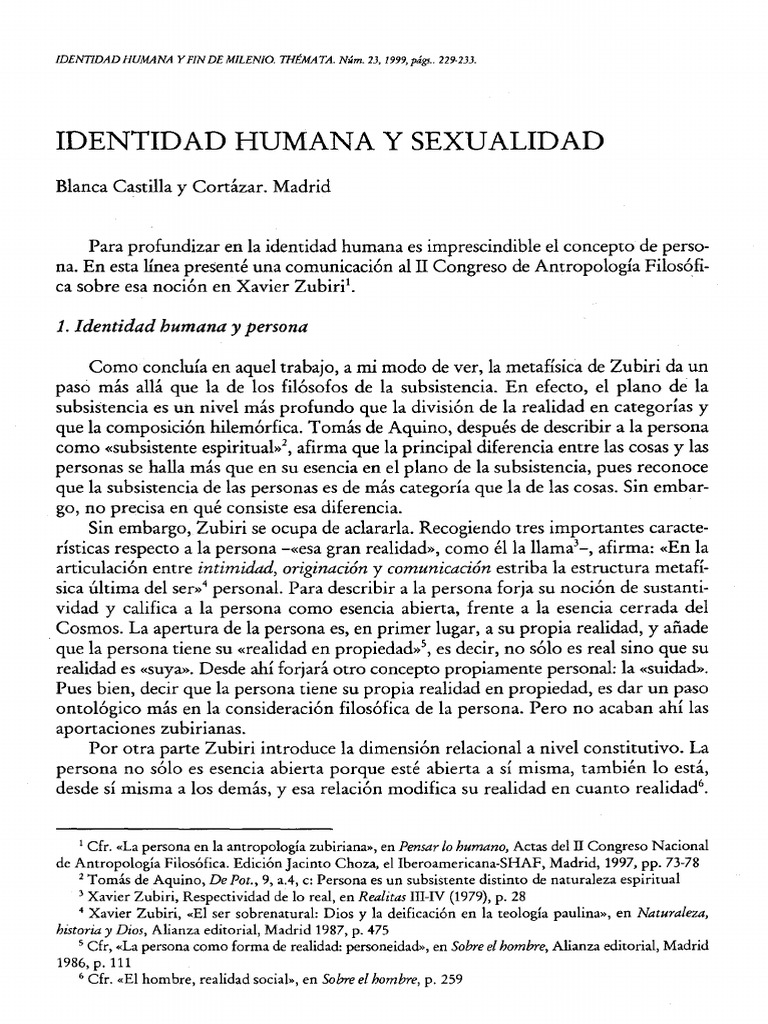 Identidad Humana y Sexualidad ARTÍCULO | PDF