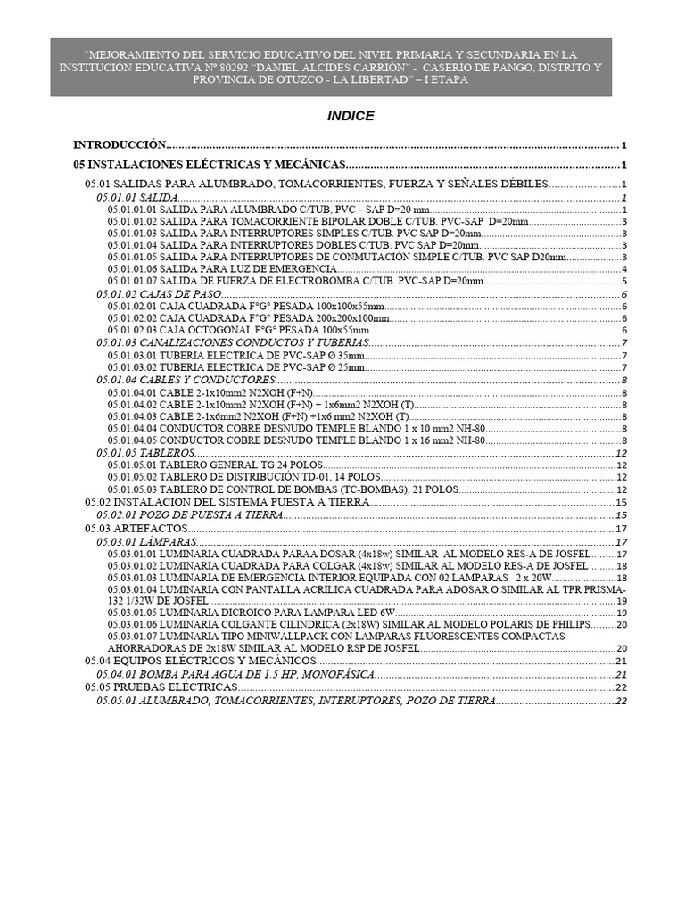 4 Especificaciones Técnicas Inst. Electricas V1 | PDF | Aislador (Electricidad) | Conductor ...