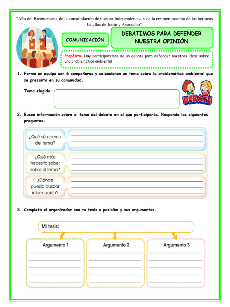Ficha-Lun-Comun-Debatimos para Defender Nuestra Opinión | PDF