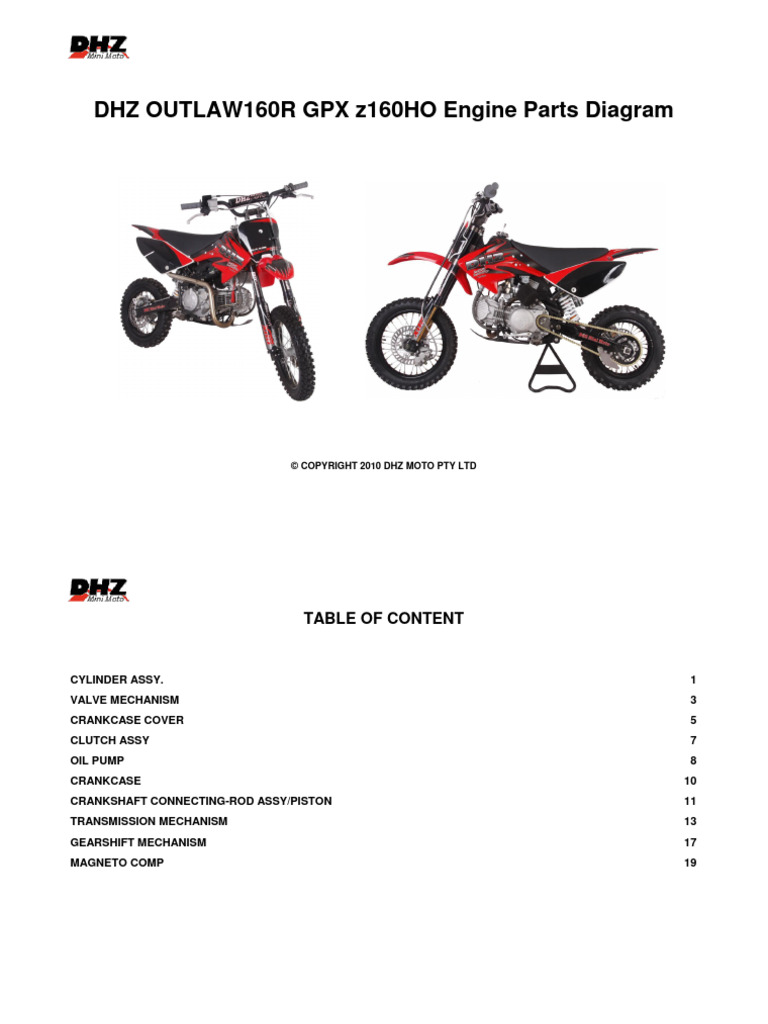 OUTLAW160R z160HO Engine Diagram | PDF | Piston | Engine Technology