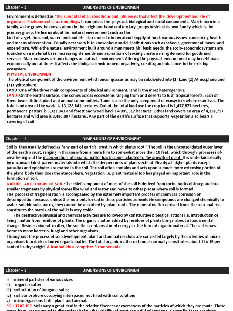 Chapter 1 Dimensions of Environment | PDF | Soil | Atmosphere Of Earth