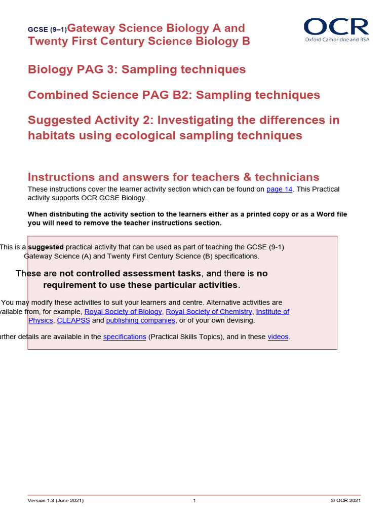 Pag Activity Biology Sampling Techniques Suggestion 2 | PDF | Accuracy And Precision | Sampling ...