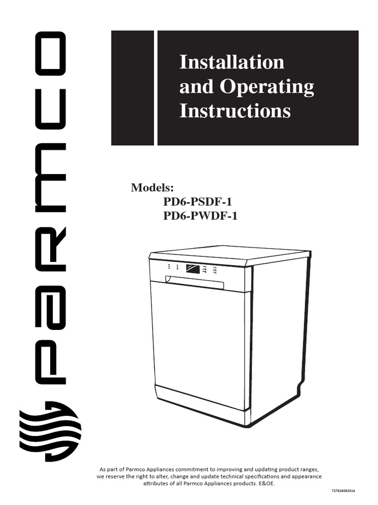 Dishwasher (PD6-PSDF - PWDF-1) | PDF | Dishwasher | Ac Power Plugs And Sockets