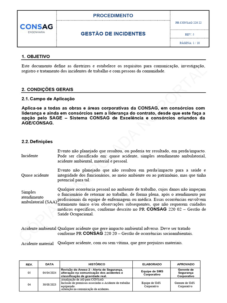 Gestão de Incidentes CONSAG | PDF