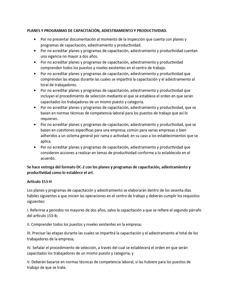 Planes Y Programas De Capacitación Pdf
