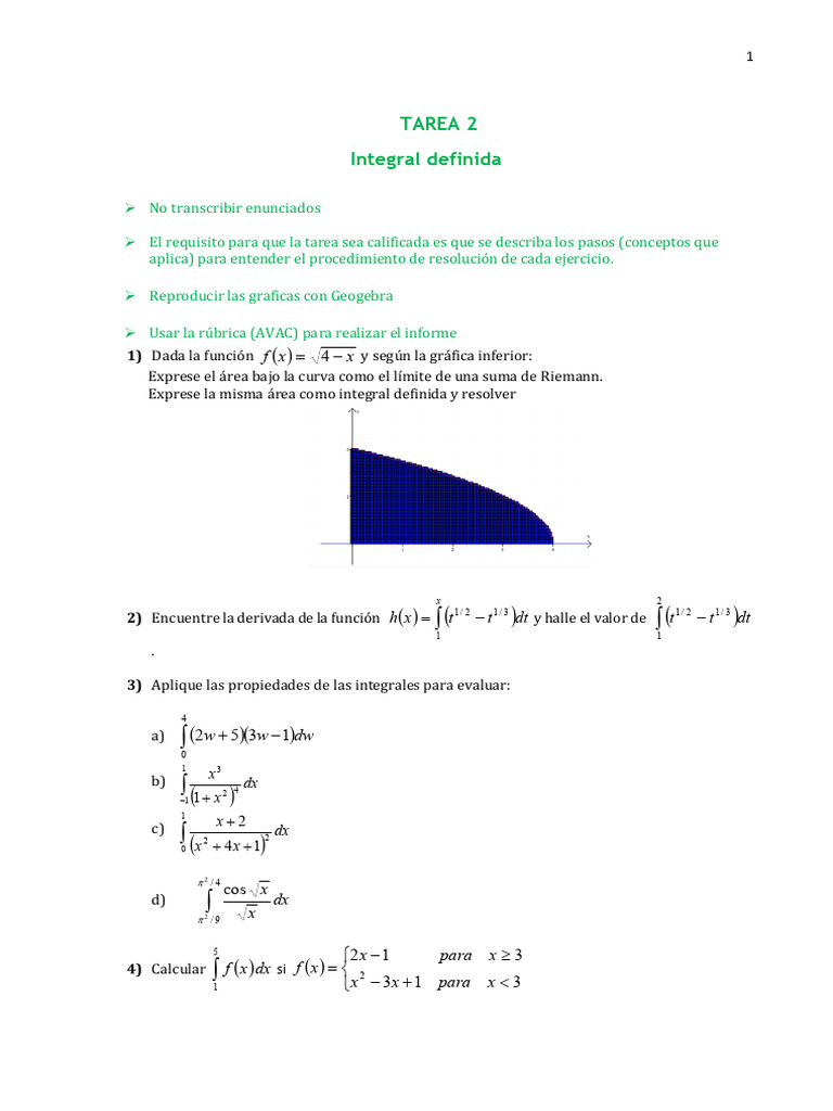 Pasos para Resolver Integrales Definidas | PDF | Integral | Funciones y ...