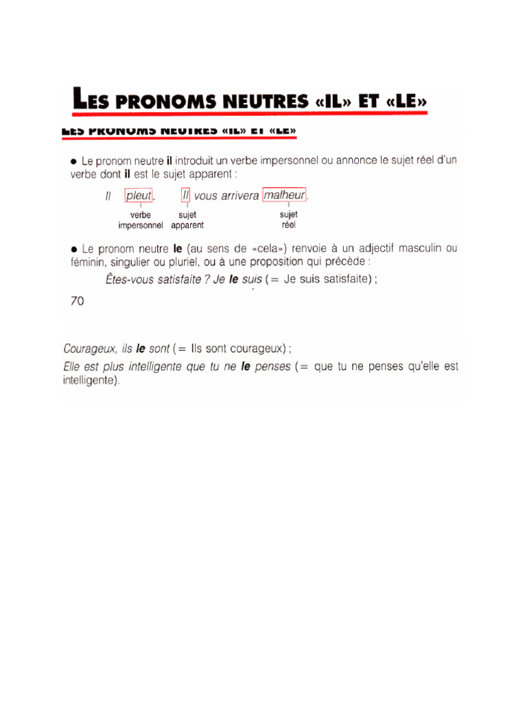 Le Pronom Neutre | PDF