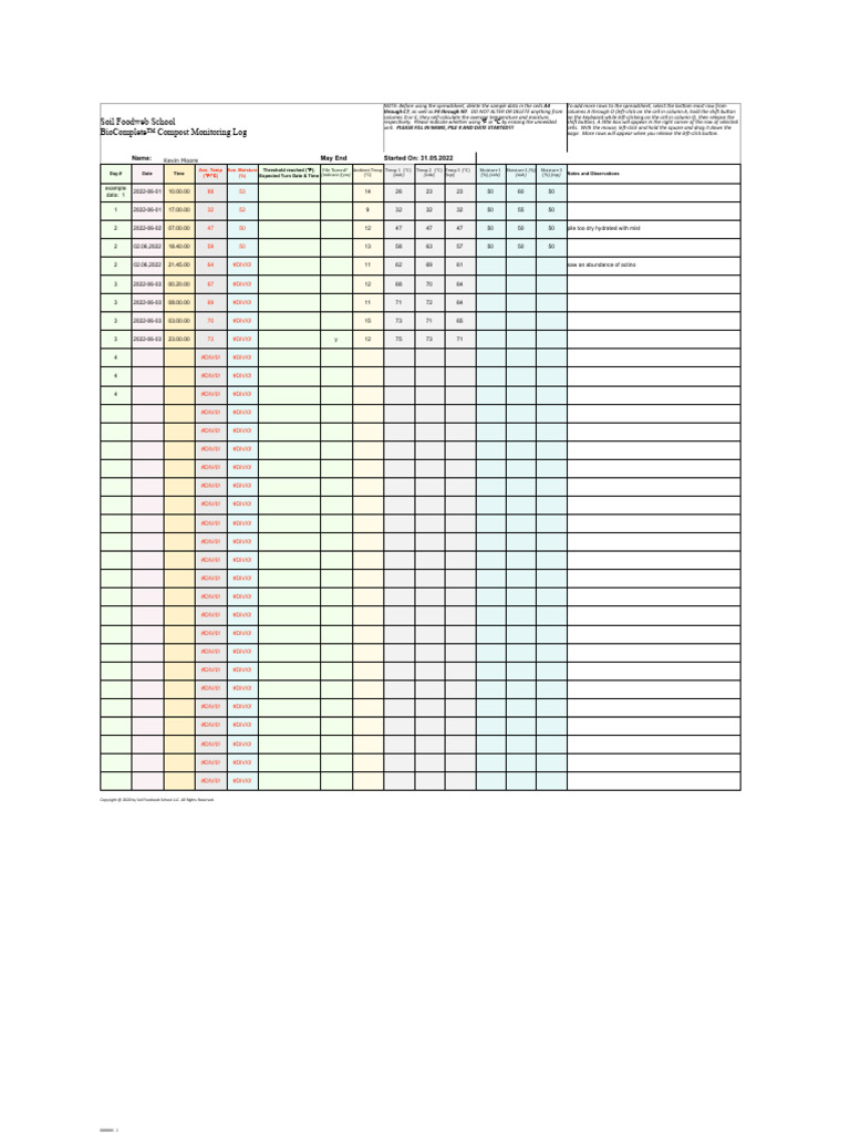 BioComplete™ Compost Monitoring Log SFS - XLSX - 0 | PDF