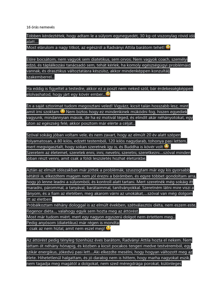 16 Órás Nemevés | PDF