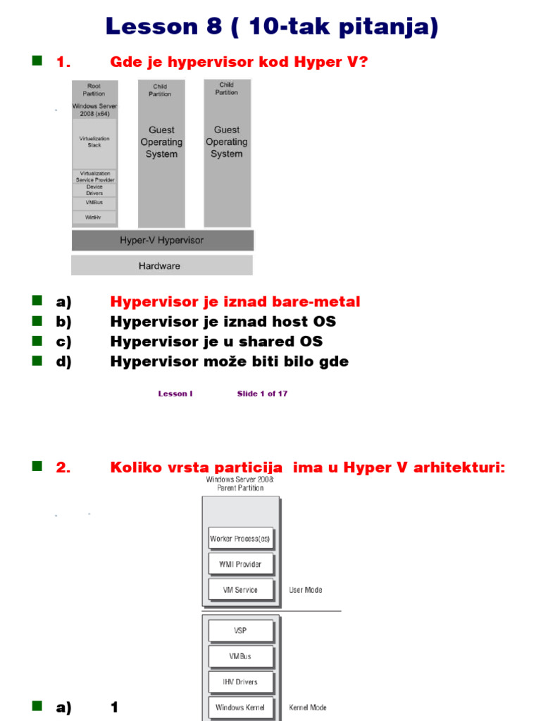 Lesson 08 - MS HyperV - Reseni Primeri test pitanja | PDF