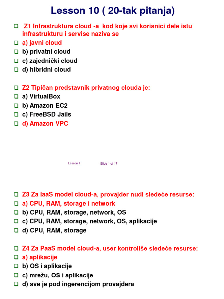 Lesson 10a - CC - Reseni Primeri Test Pitanja | PDF