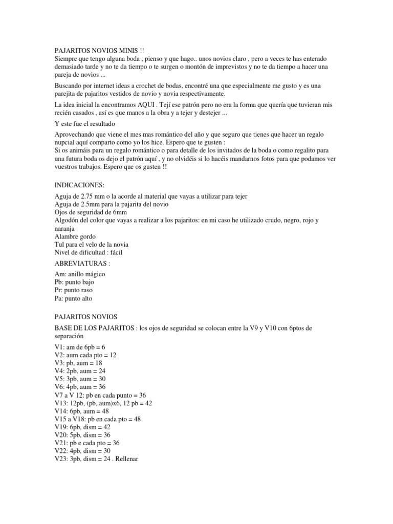 Pajaritos Novios Minis | PDF | Hogar, jardinería y bricolaje
